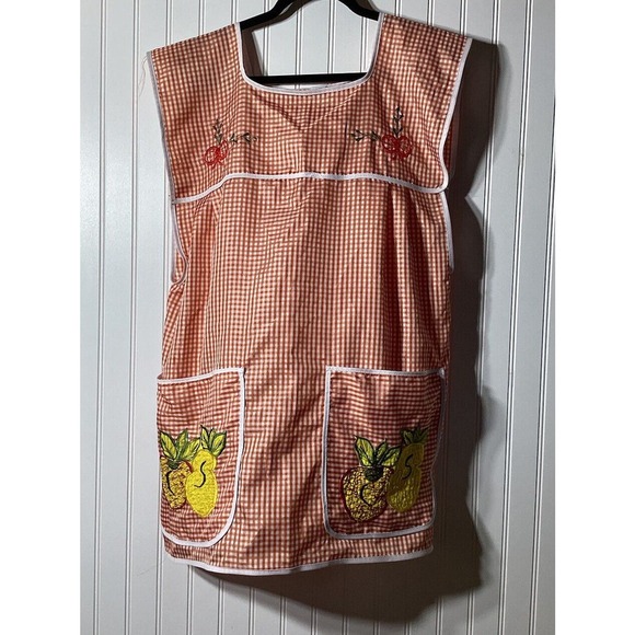 MEXICANA | Kitchen | Vtg Orange Gingham Embroidered Applique Fruit ...
